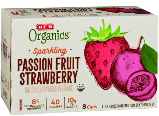 HEB Organics Sparkling Water Passion Fruit Strawbe - H-E-B México
