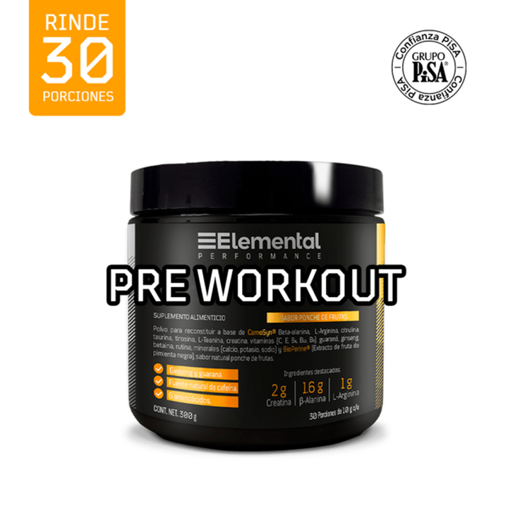 Elemental Pre Workout Sabor Ponche de Frutas 300g - H-E-B México