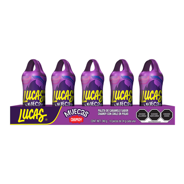 Lucas Muecas Paleta con Chile en Polvo Sabor Chamoy 10 pz de 24 g - Mi ...