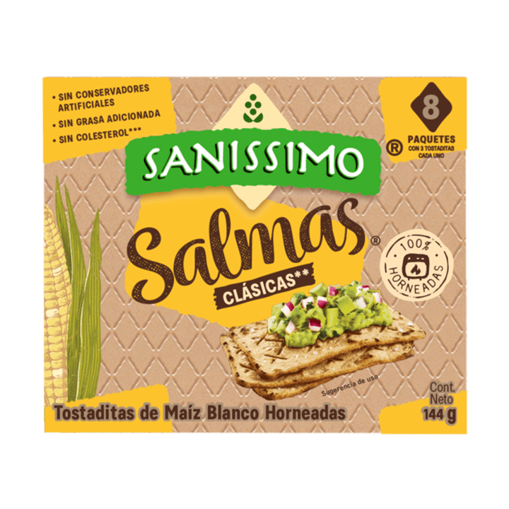 Sanissimo Salmas de Maíz Blanco Horneadas 144 g - Mi Tienda del Ahorro