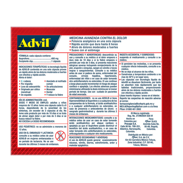 Advil Analgésico Ibuprofeno 400 mg 10 Cápsulas - H-E-B México
