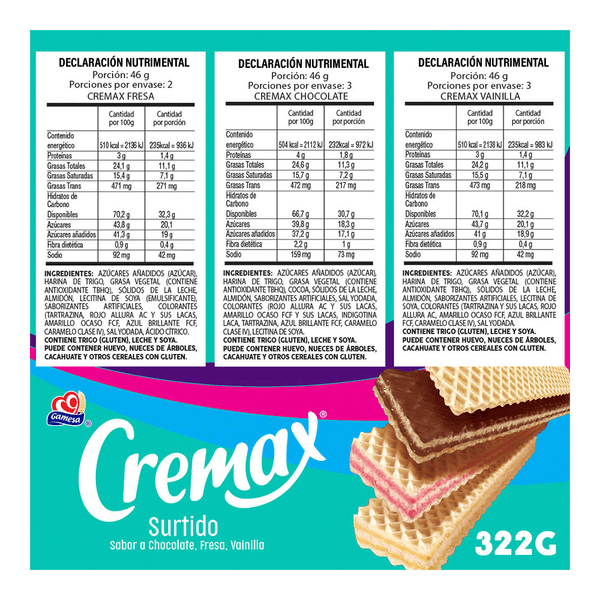 Gamesa Galletas Cremax 7 paketines 322 g - H-E-B México