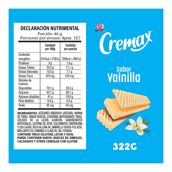 Gamesa Galletas Cremax Vainilla 7 paketines 322 g - H-E-B México