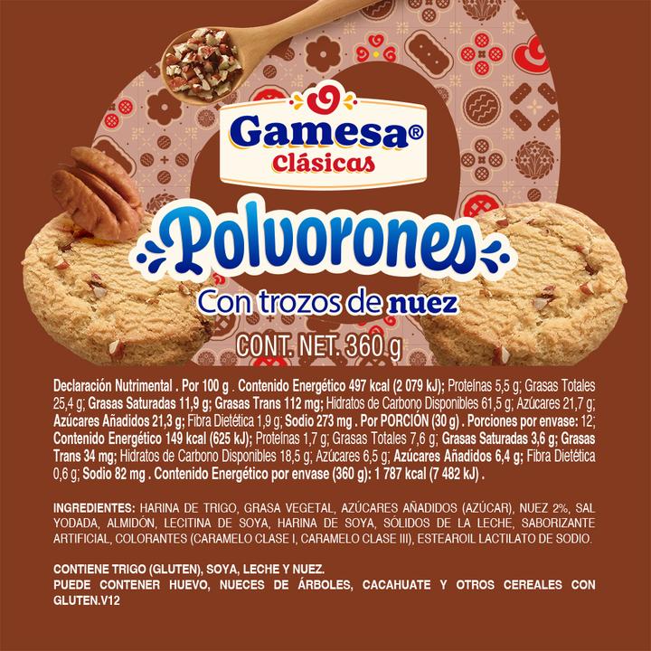 Gamesa Galletas Clásicas Polvorones con nuez 6 paketines 432 g - H-E-B ...
