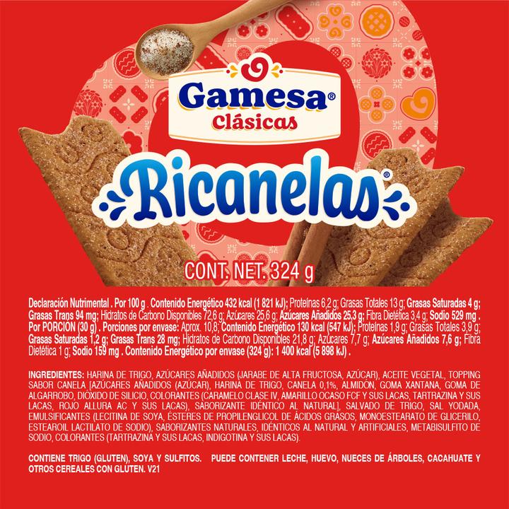 Gamesa Galletas Ricanelas Canela 4 paketines 452 g - Mi Tienda del Ahorro