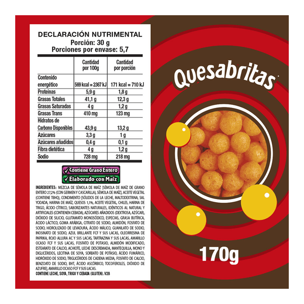 Sabritas Quesabritas Bolitas Sabor Queso Y Chile 160 g - H-E-B México