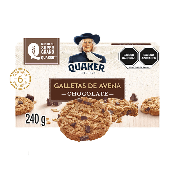 Quaker Galletas de avena sabor Chocolate 6 paquetes 240 g - Mi Tienda ...