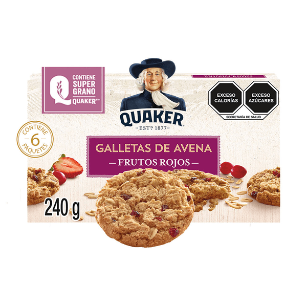 Quaker Galletas de avena sabor Frutos rojos 6 paquetes 240 g - Mi ...