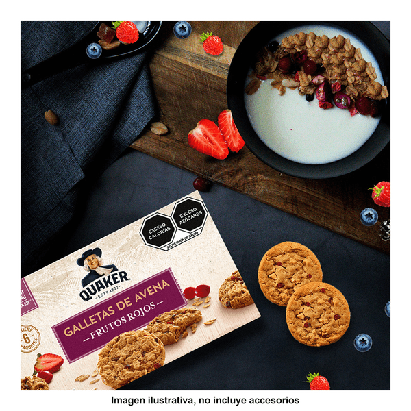 Quaker Galletas de avena sabor Frutos rojos 6 paquetes 240 g - H-E-B México
