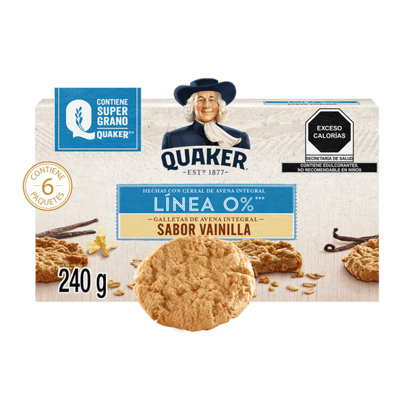 Quaker Galletas Avena Integral Vainilla Sin Azúcar 240 g - H-E-B México