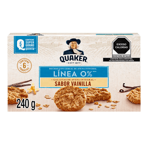 Quaker Galletas Avena Integral Vainilla Sin Azúcar 240 g - H-E-B México