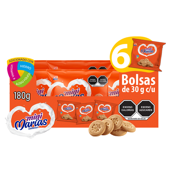 Gamesa Galletas Mini Marías 6 paketines 180 g - H-E-B México