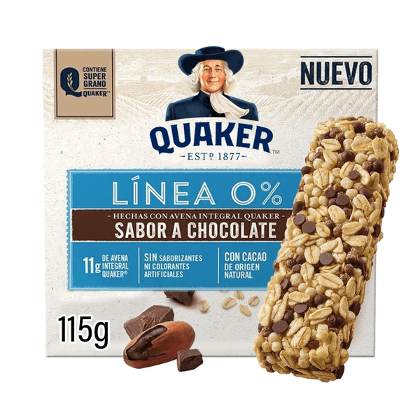 Quaker Barras de Avena Línea 0% con Chocolate 5 barras 115 g - H-E-B México
