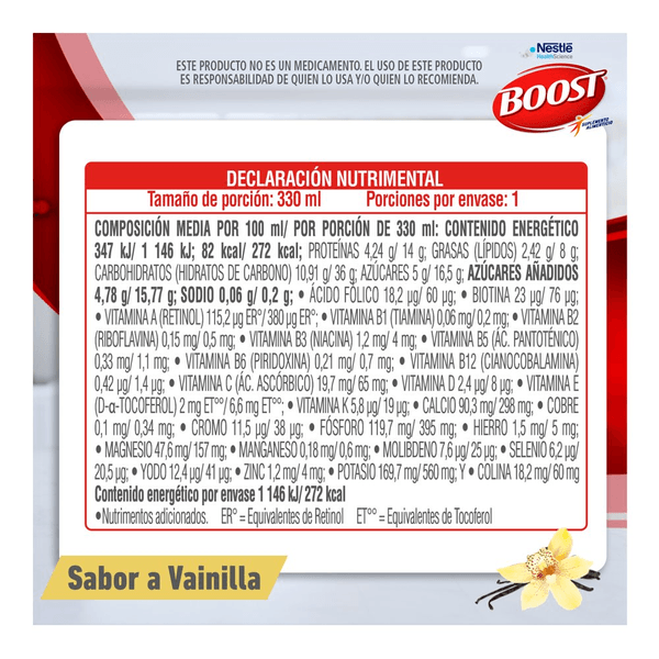 Boost Suplemento Alimenticio Original Vainilla 330 ml - H-E-B México