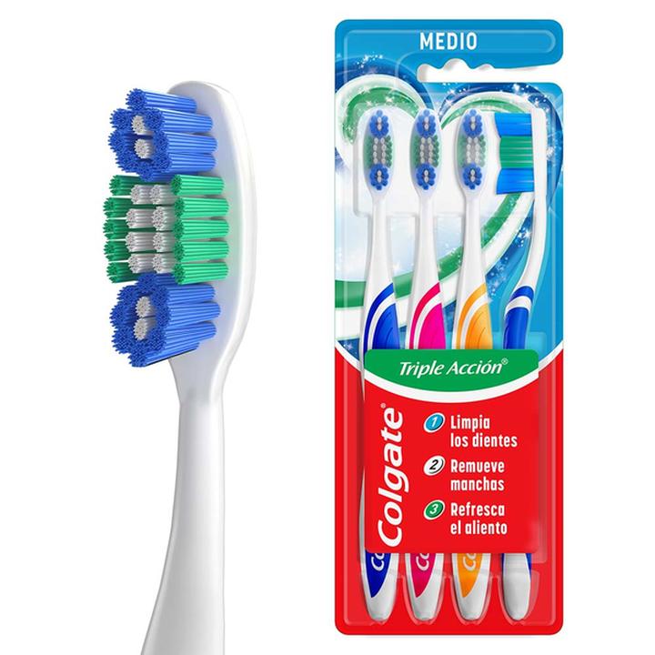 Colgate Triple Acción Cepillo de Dientes con 4 pz - Mi Tienda del Ahorro