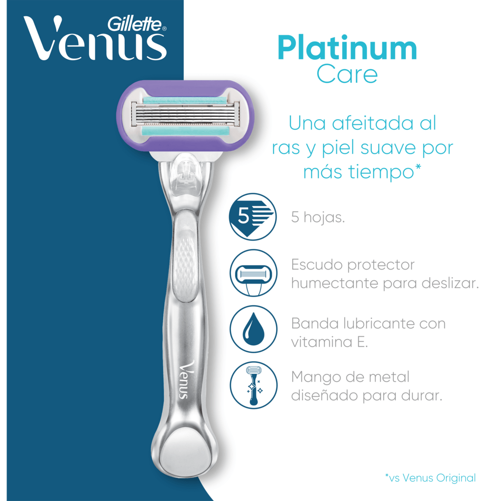 Gillette Venus Rastrillo Platinum Care 5 Hojas Ultrafinas 1 pz - H-E-B ...
