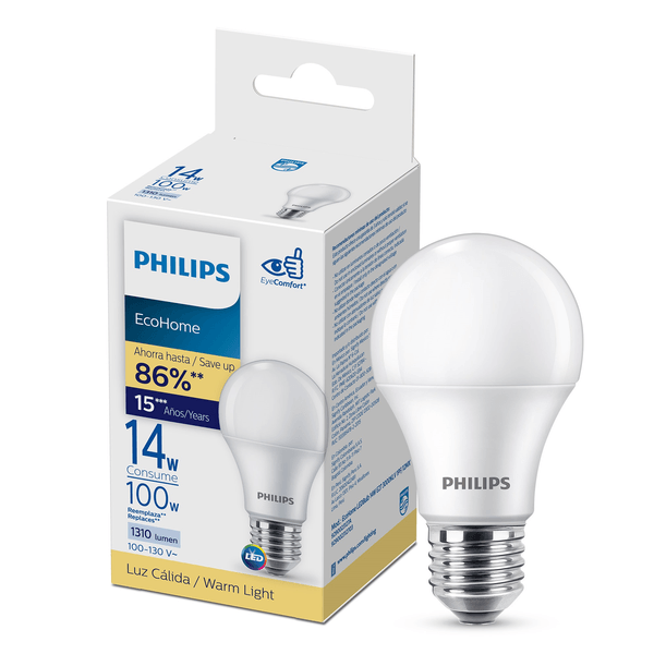 Philips Foco Led Ecohome 14-100w - Luz Cálida 1 Pz - H-E-B México