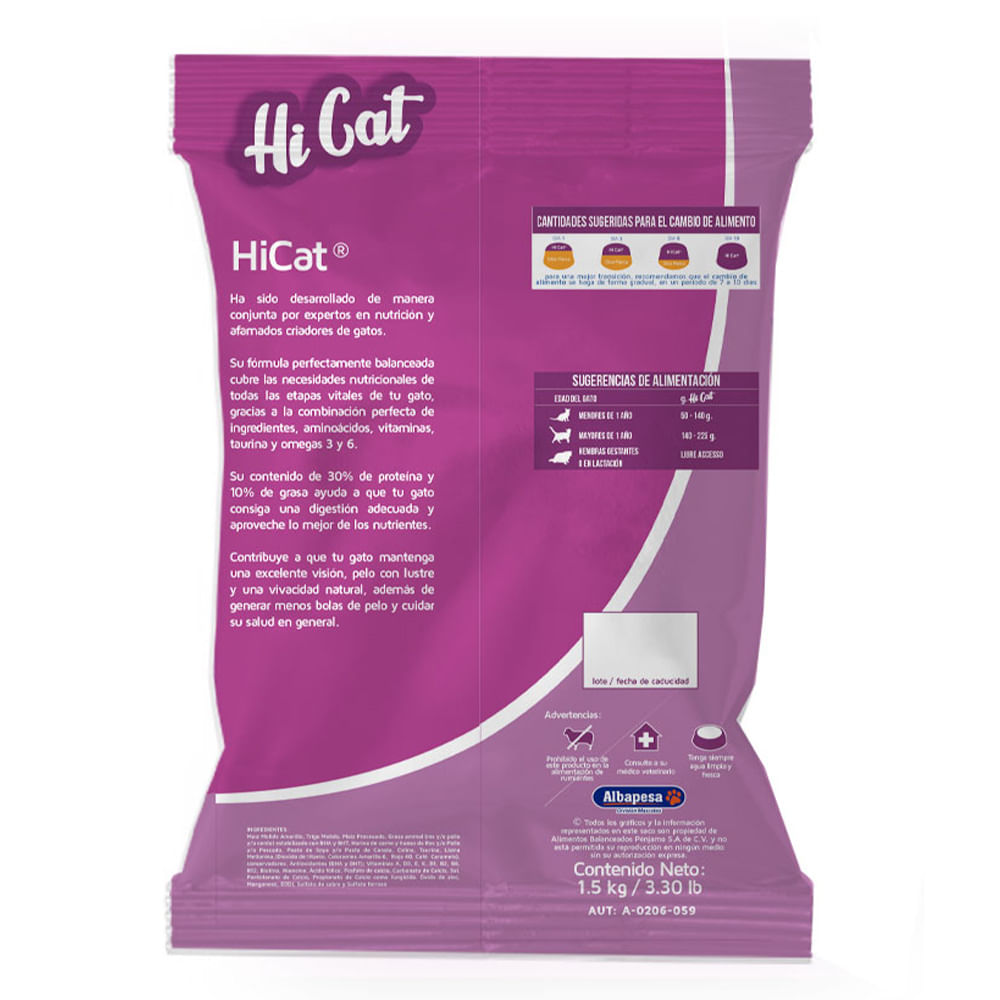Alimento Hi Cat para Gato Adulto 1.5 kg - H-E-B México