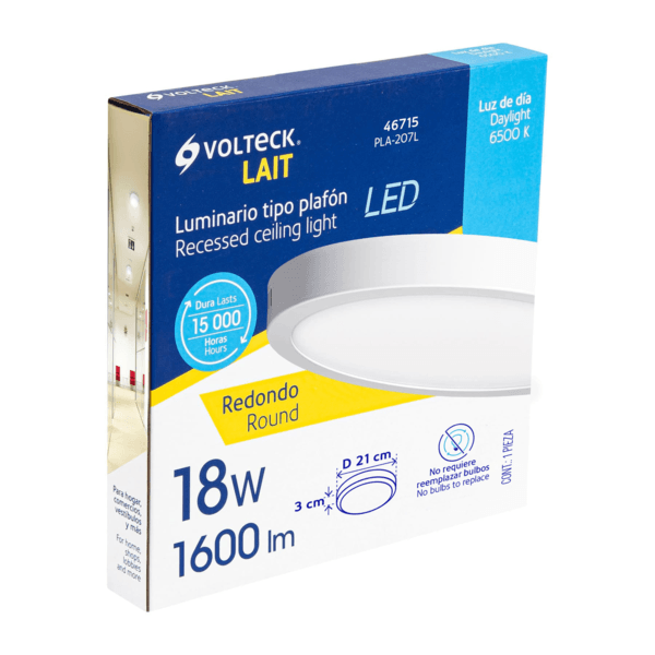 Volteck Lait Luminario Blanco de Led 18w Redondo L - Mi Tienda del Ahorro