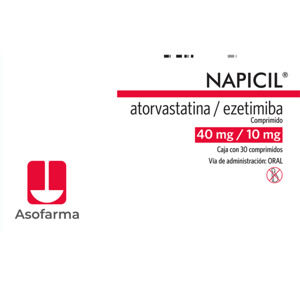 Asofarma Napicil 40mg/10mg 30 Cmp Atorvastatina/Ez - H-E-B México