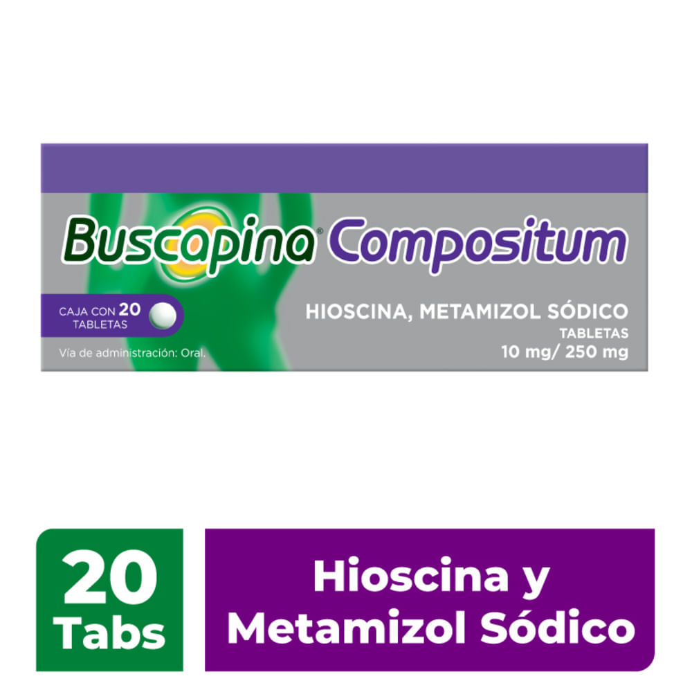 Buscapina Compositum Hioscina 10 mg Metamizol 250 mg 20 Tabletas - H-E ...