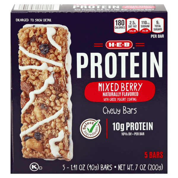 HEB Barras Proteina Mixed Berries 5pz 200 g - H-E-B México