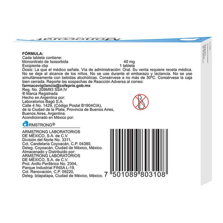 Monocorat caja con 20 tabletas de 40 mg c/u - H-E-B México
