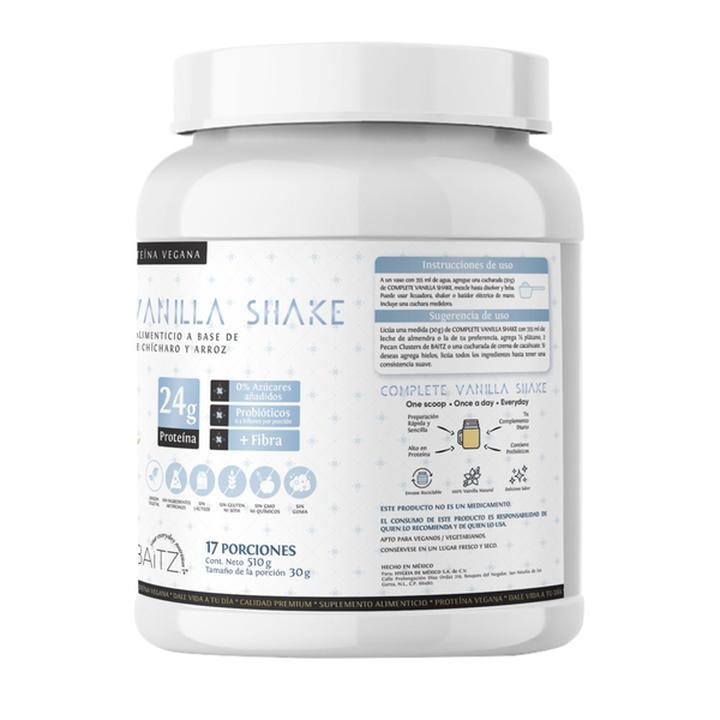 Baitz Proteína Vegana Complete Vanilla Shake 510 g - H-E-B México