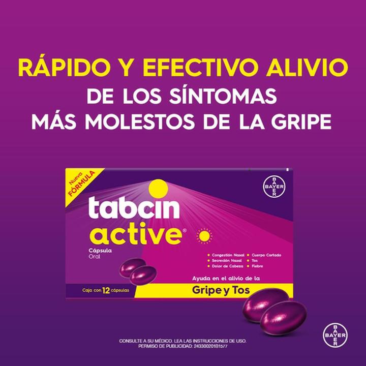 Tabcin Active Antigripal 250 mg con 12 Tabletas - H-E-B México