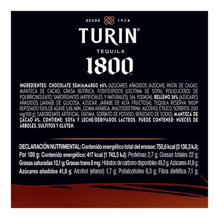 Turin Tequila 1800 Reserva Chocolates con Licor Tubo 180 g - H-E-B México