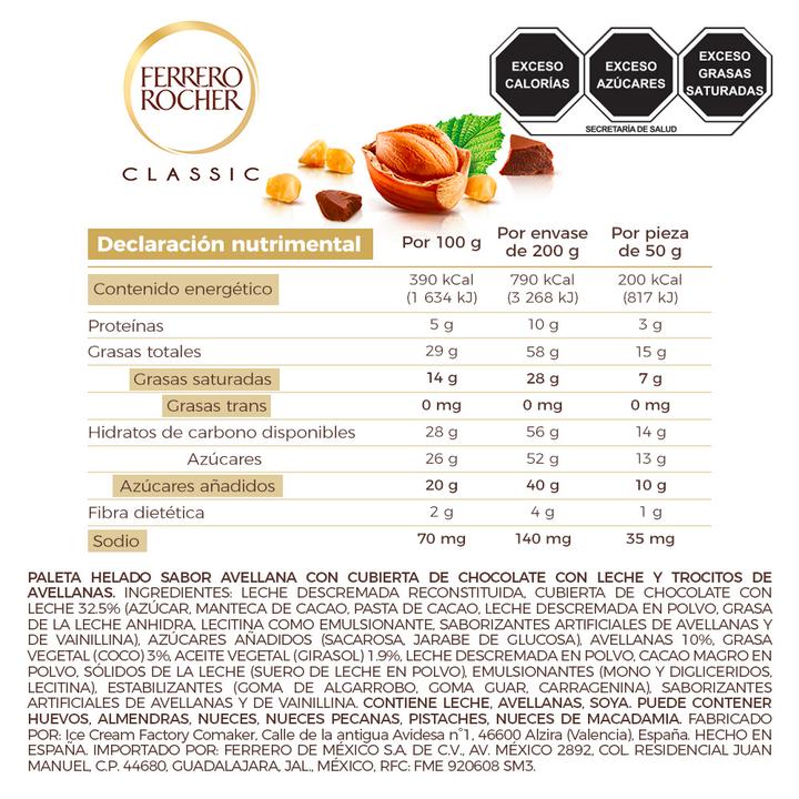 Ferrero Rocher Paletas Helado Ferrero Rocher 200 g - H-E-B México