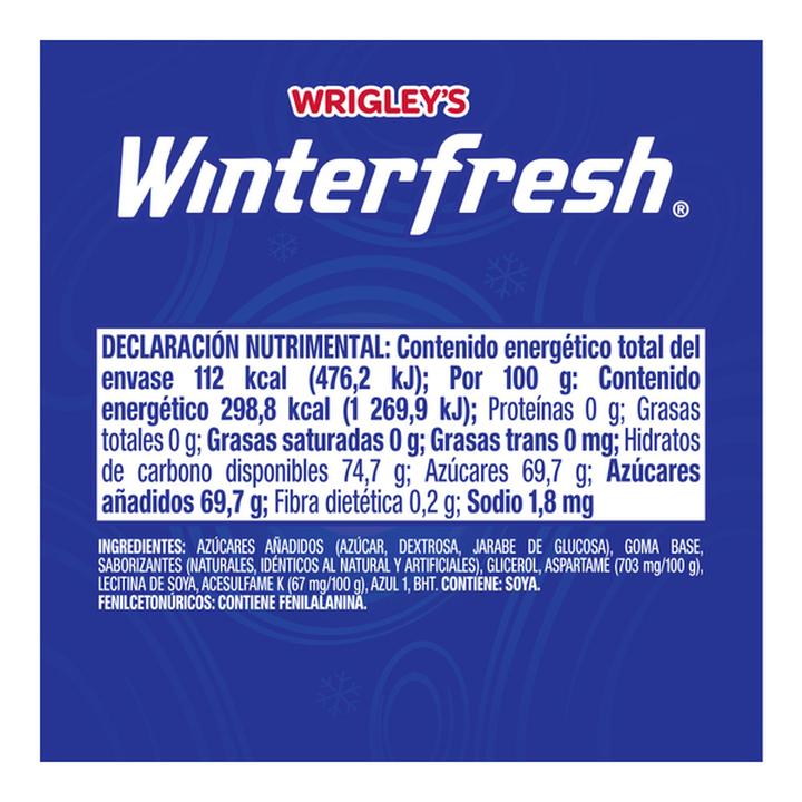 Winterfresh chicle mentol y Menta Empaque de 37.5 g - H-E-B México