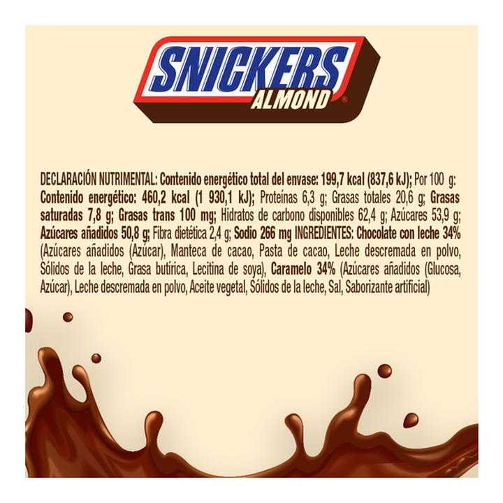 Snickers Almendra Barra de Chocolate con Leche 43.4 g - H-E-B México