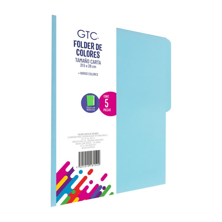 Folder GTC de Varios Colores Pastel Tamaño Carta con 5 pz - H-E-B México