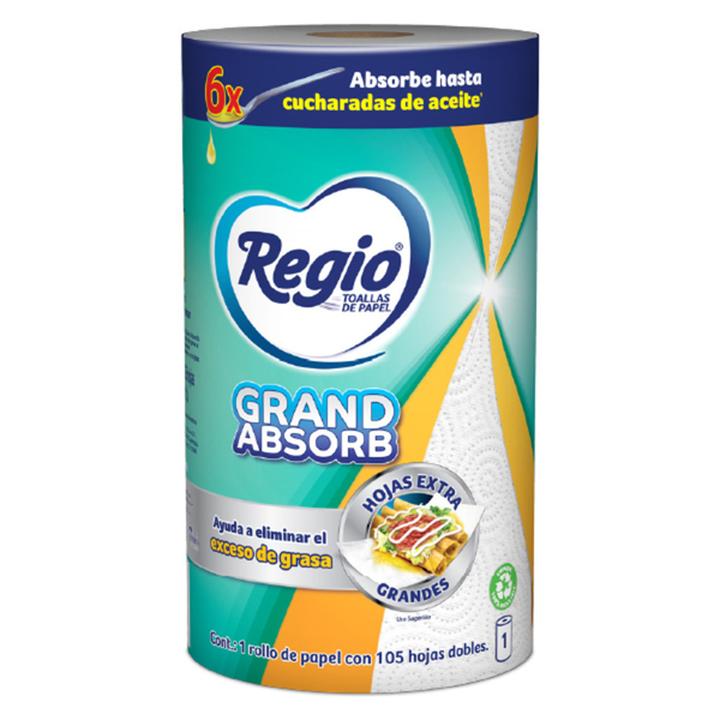 Toallas de Papel Regio Grand Absorb 1 rollo con 105 Hojas Dobles - H-E ...