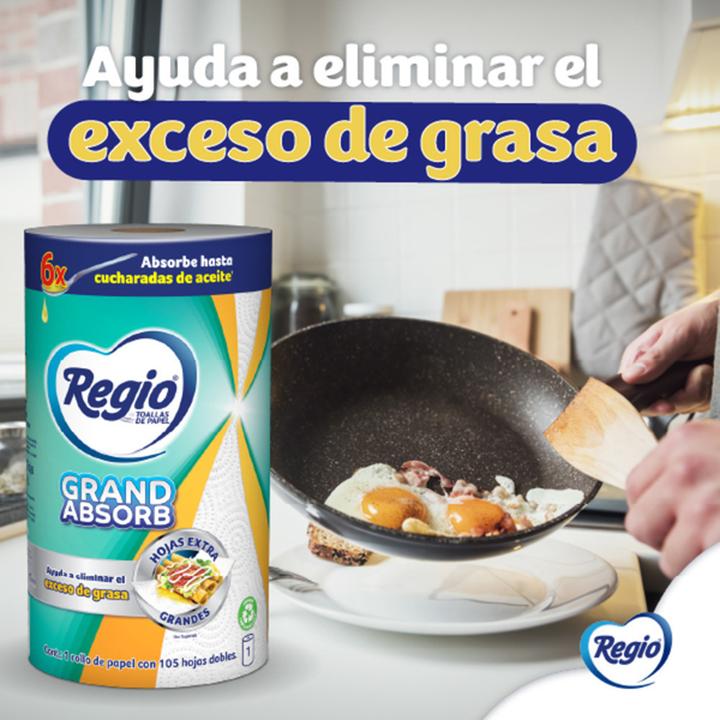 Toallas de Papel Regio Grand Absorb 1 rollo con 105 Hojas Dobles - H-E ...
