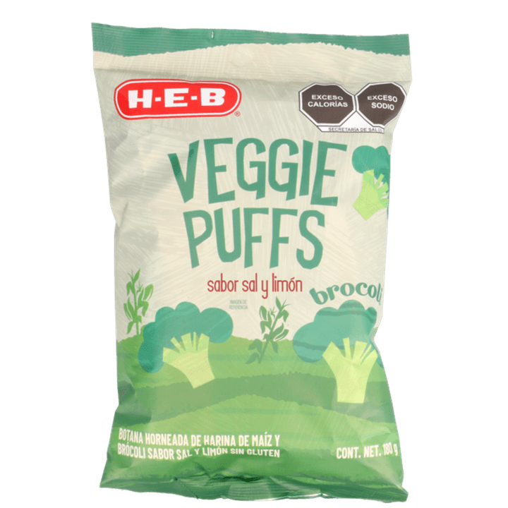 Heb Veggie Puffs Brocoli Sabor Sal Y Limon 180 Gr - H-E-B México