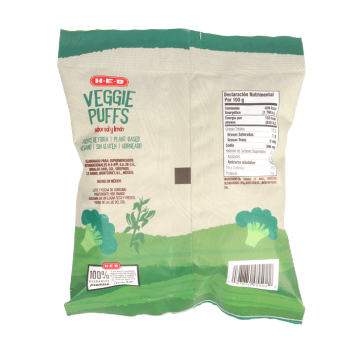 Heb Veggie Puffs Brocoli Sabor Sal Y Limon 35 Gr - H-E-B México
