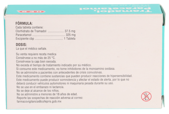 Heb Tramadol/ Paracetamol 37.5mg / 325mg 20 Tablet - H-E-B México