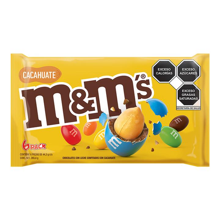 M&Ms Chocolates con Leche y Cacahuate Confitados 6 piezas de 44.3 g - H ...
