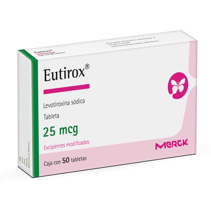 Merck Eutirox 25 Mcg 50 Tab Levotiroxina Sodica 50 - H-E-B México