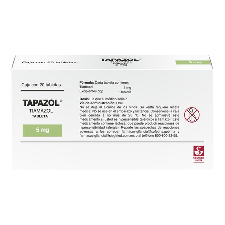 Tapazol Tiamazol 5 mg 20 Tabletas - H-E-B México