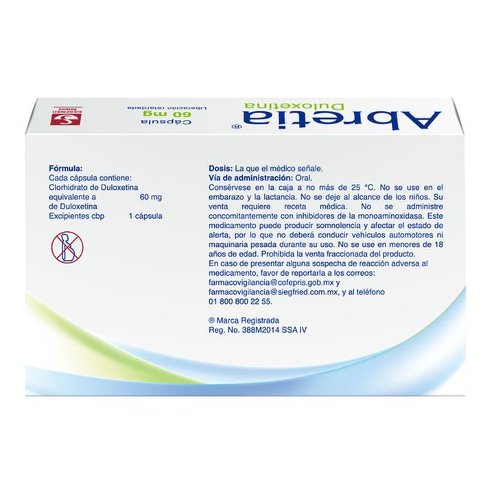 Abretia Duloxetina 60 mg Caja con 14 Cápsulas - H-E-B México