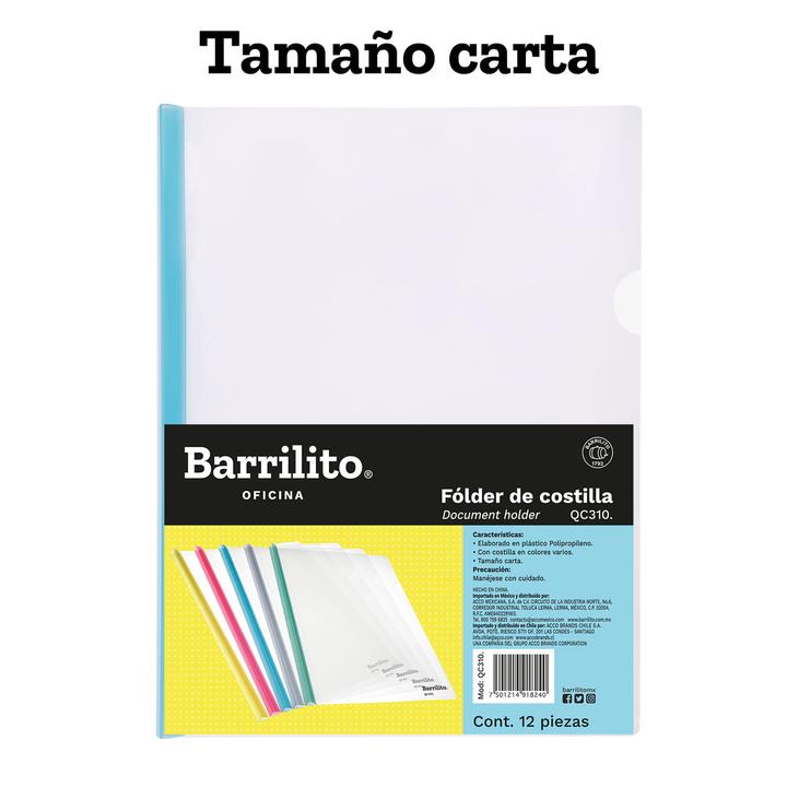 Folder de Plástico con Costilla Barrilito Tamaño Carta - H-E-B México