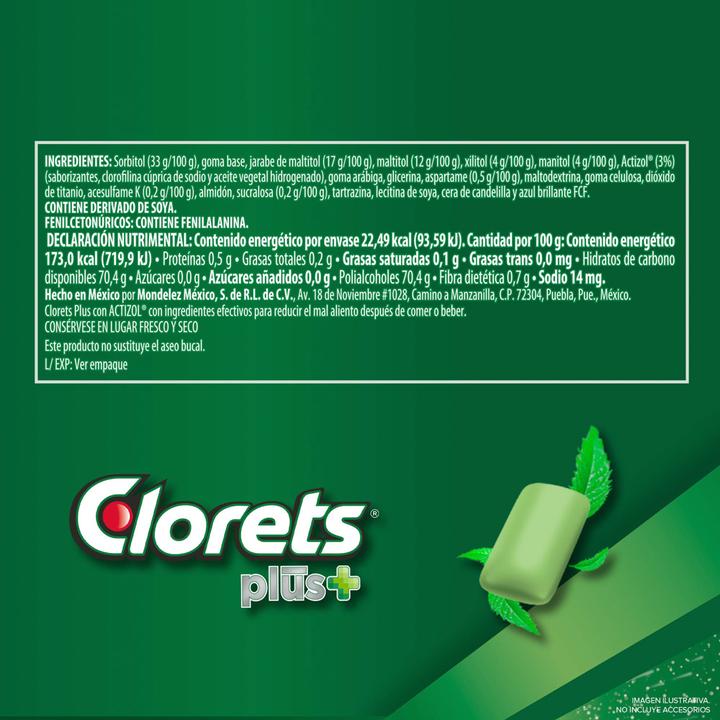 Clorets Clorets Plus 12s 32x12x13.6 Grs 15.6 g - H-E-B México